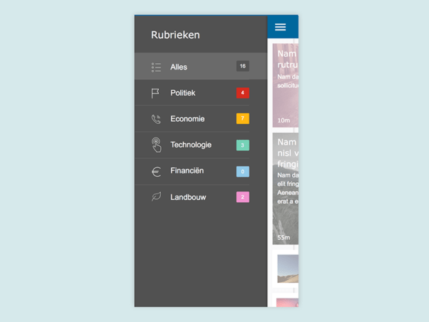 Various Alternatives to Hamburger Menu on Mobile Apps
